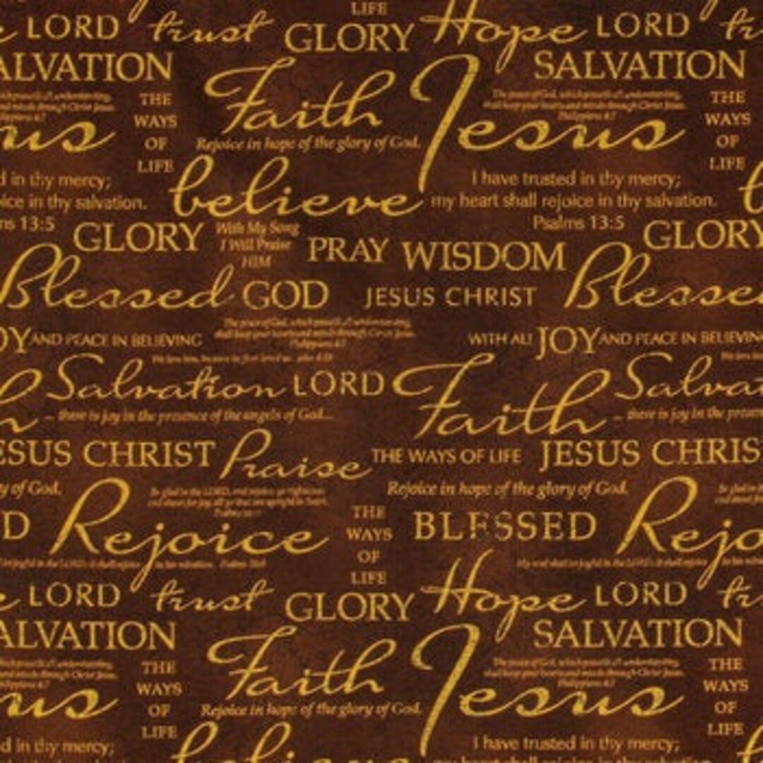 Brown Faith Fabric Christian Religious 100% Cotton Home - Etsy