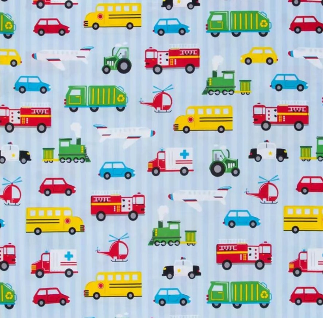 Transportation Cotton Fabric, Cars, Trucks, Planes, Quilting Fabric - Etsy