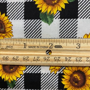 Sunflower Buffalo Check Fabric, Floral Garden, 100% Cotton, Apparel ...