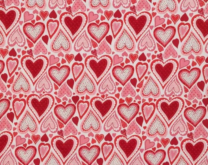 Vintage Hearts Fabric, Valentine's Fabric, 100% Cotton, Apparel Fabric ...
