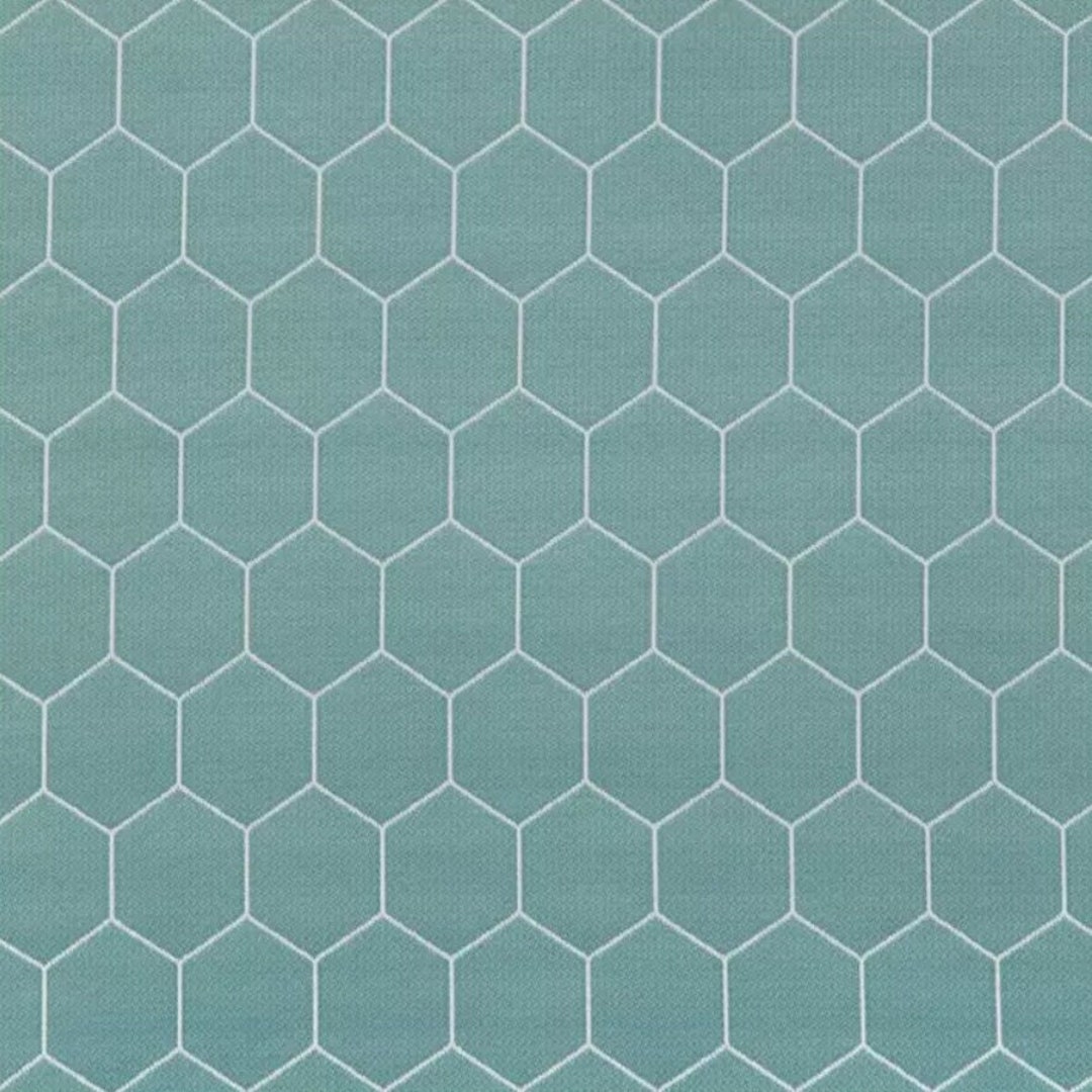 Teal Honeycomb Outdoor Fabric, Pattern Style, Polyester & Olefin ...