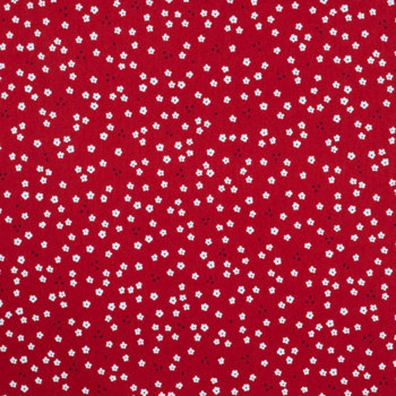 Mini Red Flowers Fabric Floral Garden 100% Cotton Apparel - Etsy