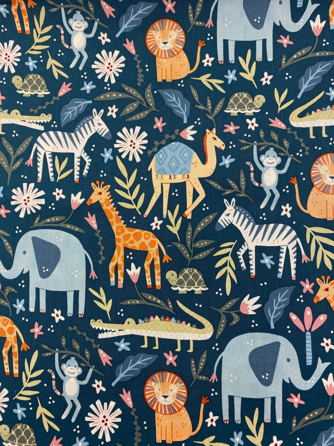 Jungle Animal Print Fabric, Teal 100% Cotton Quilting Fabric - Etsy