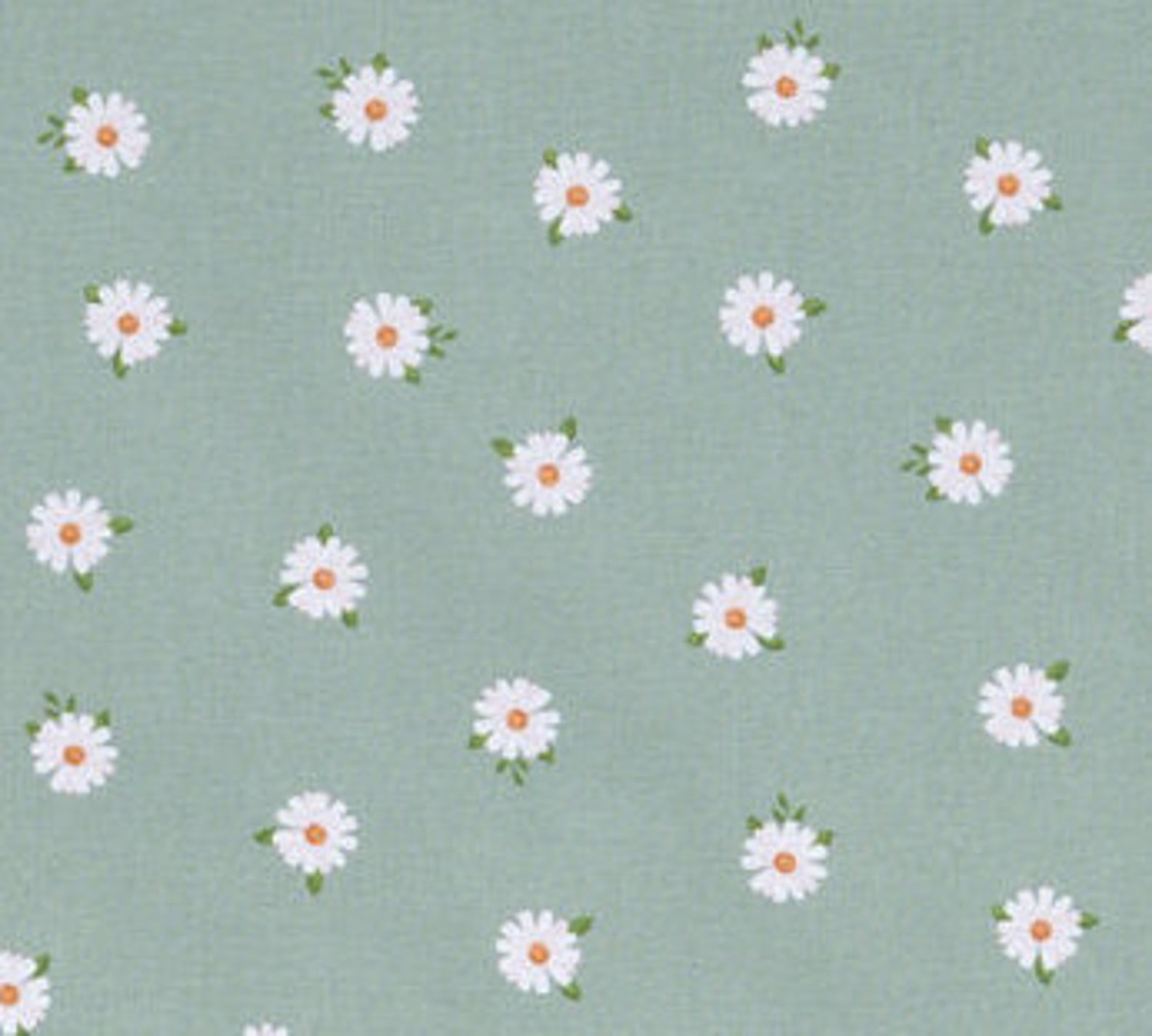 Sage Green Daisy Fabric, 100% Cotton Calico, Floral Quilting Fabric - Etsy