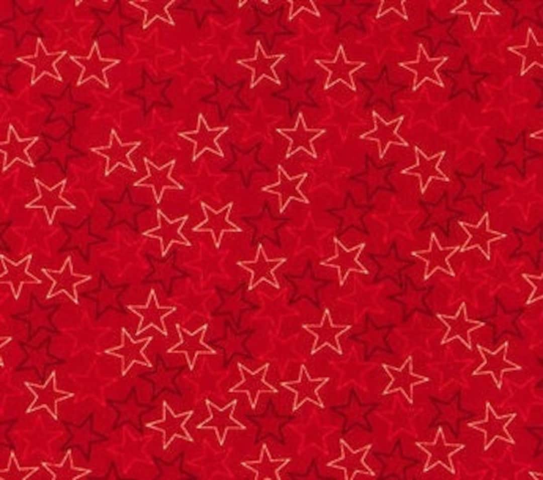 Red Stars Wide Fabric, Celestial Fabric, 100% Cotton, Quilting Backing ...