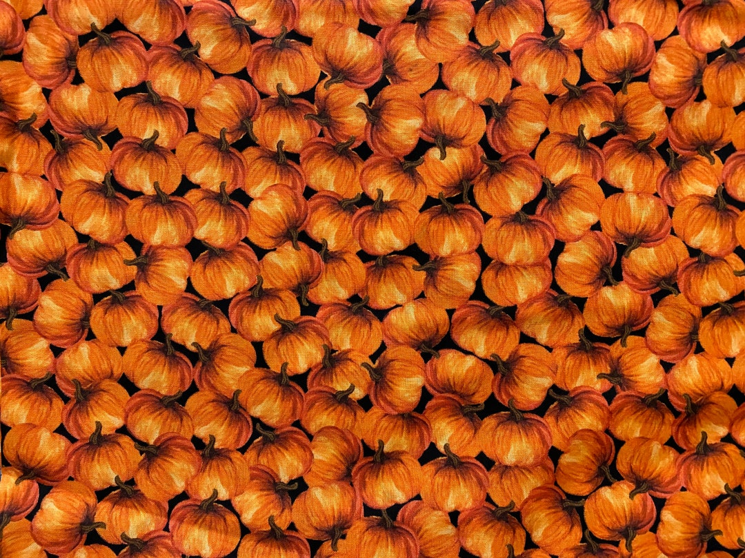 Packed Pumpkins Fabric, Fall Fabric, 100% Cotton, Apparel Fabric ...