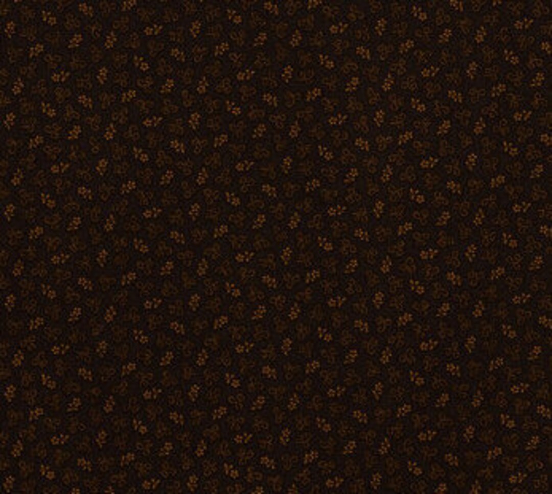 Dark Brown & Gold Floral Fabric, Flowers Fabric, 100% Cotton, Quilting ...