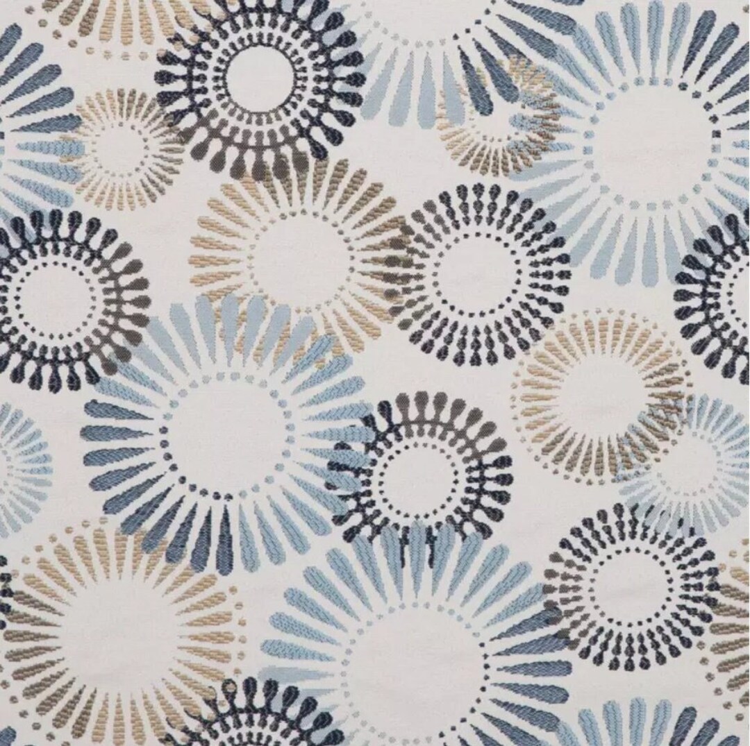 Indigo Grand Carousel Fabric, Sunburst Fabric, 100% Polyester, Home ...