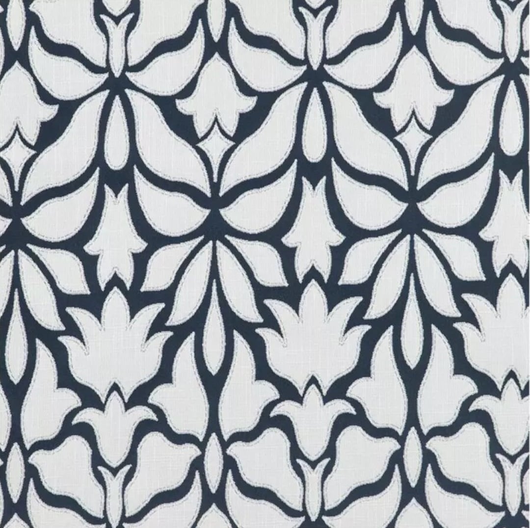 Indigo & White Floral Fabric, Outdoor Fabric, Polyfill-staple Polyester ...