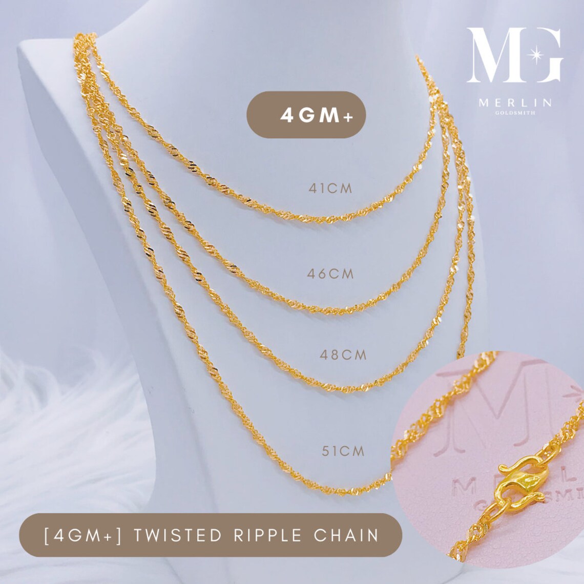 22K 916 Gold Twisted Ripple Chain (4GM+/-) - Etsy