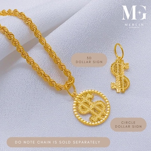 22k 916 Gold Stamping Dollar Sign Pendant Series (circle / 3D) - Etsy