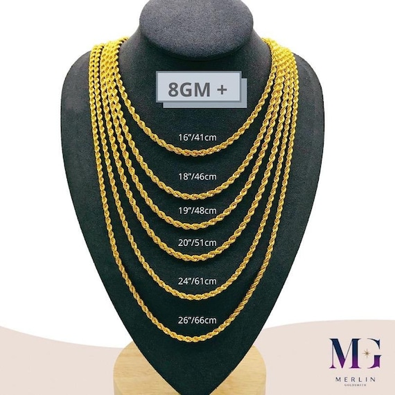 22K 916 Gold Hollow Rope Chain HRC 8gm Etsy