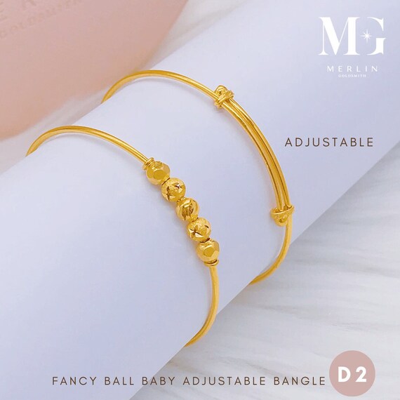 22k 916 Gold Fancy Ball Baby Adjustable Bangle D02 Etsy