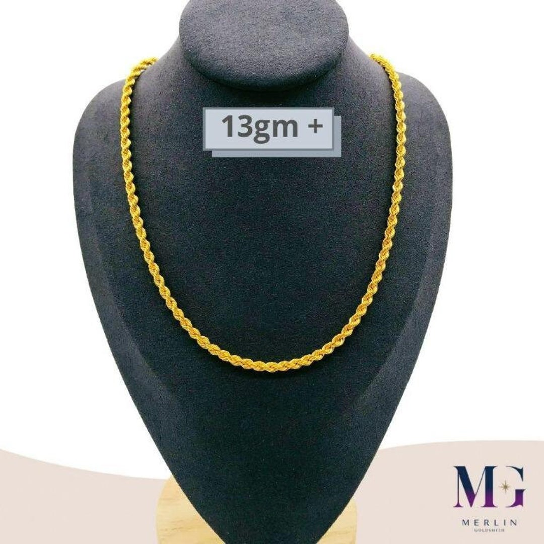 22k 916 Gold Hollow Rope Chain (13gm+) - Etsy