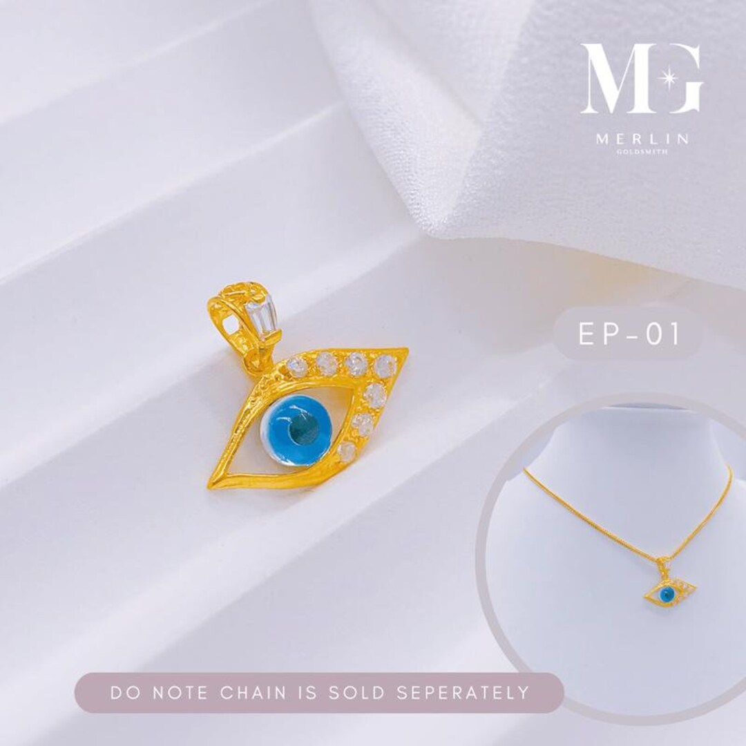 22k 916 Gold Evil Eye Pendant [EP-01] - Etsy