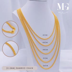 22K 916 Gold (2.2MM) Bamboo Chain - Etsy