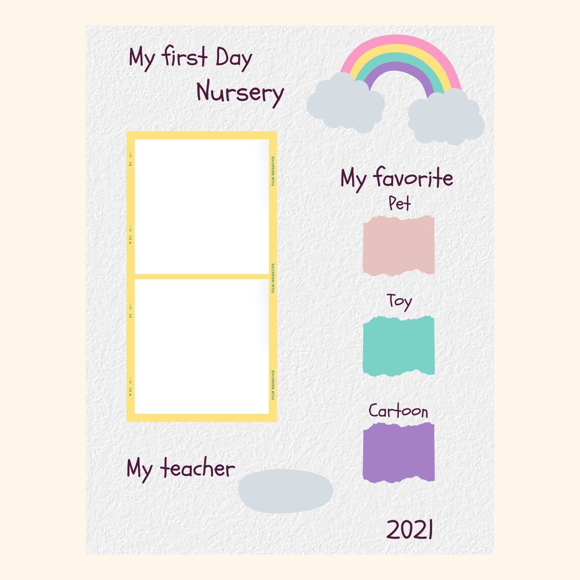 First Day Nursery Sign Rainbow Printable Sign Keepsake Kids | Etsy