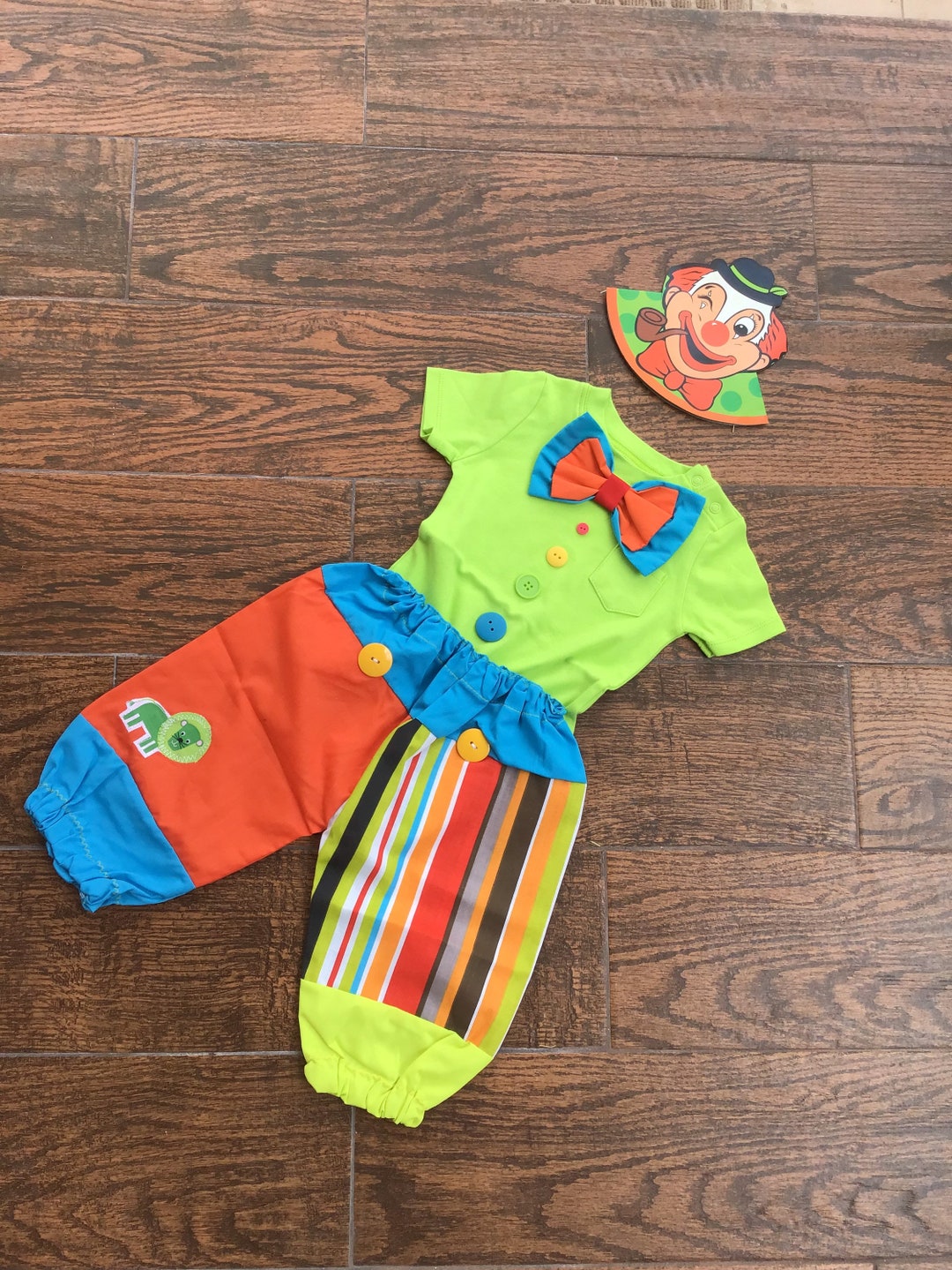 Clown Baby Costume: 4-piece Circus Outfit, Party Hat - Etsy