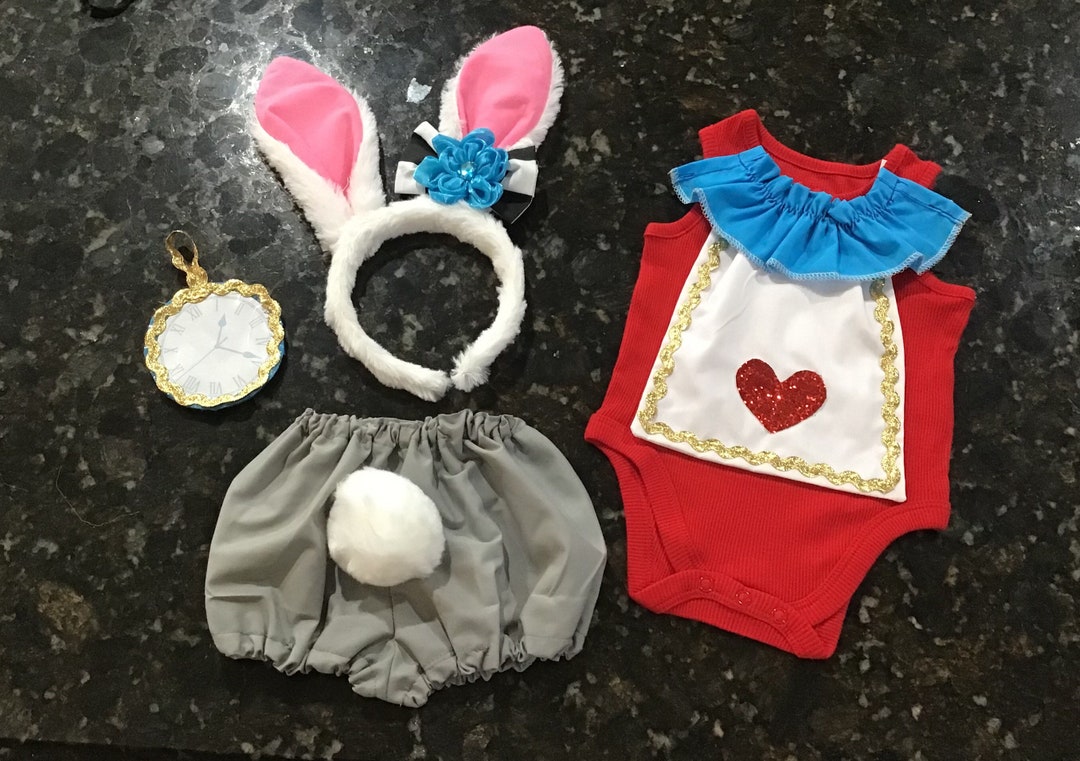 4 PIECES. I Am Late for a Very Very Important Date White Rabbit Costume ...