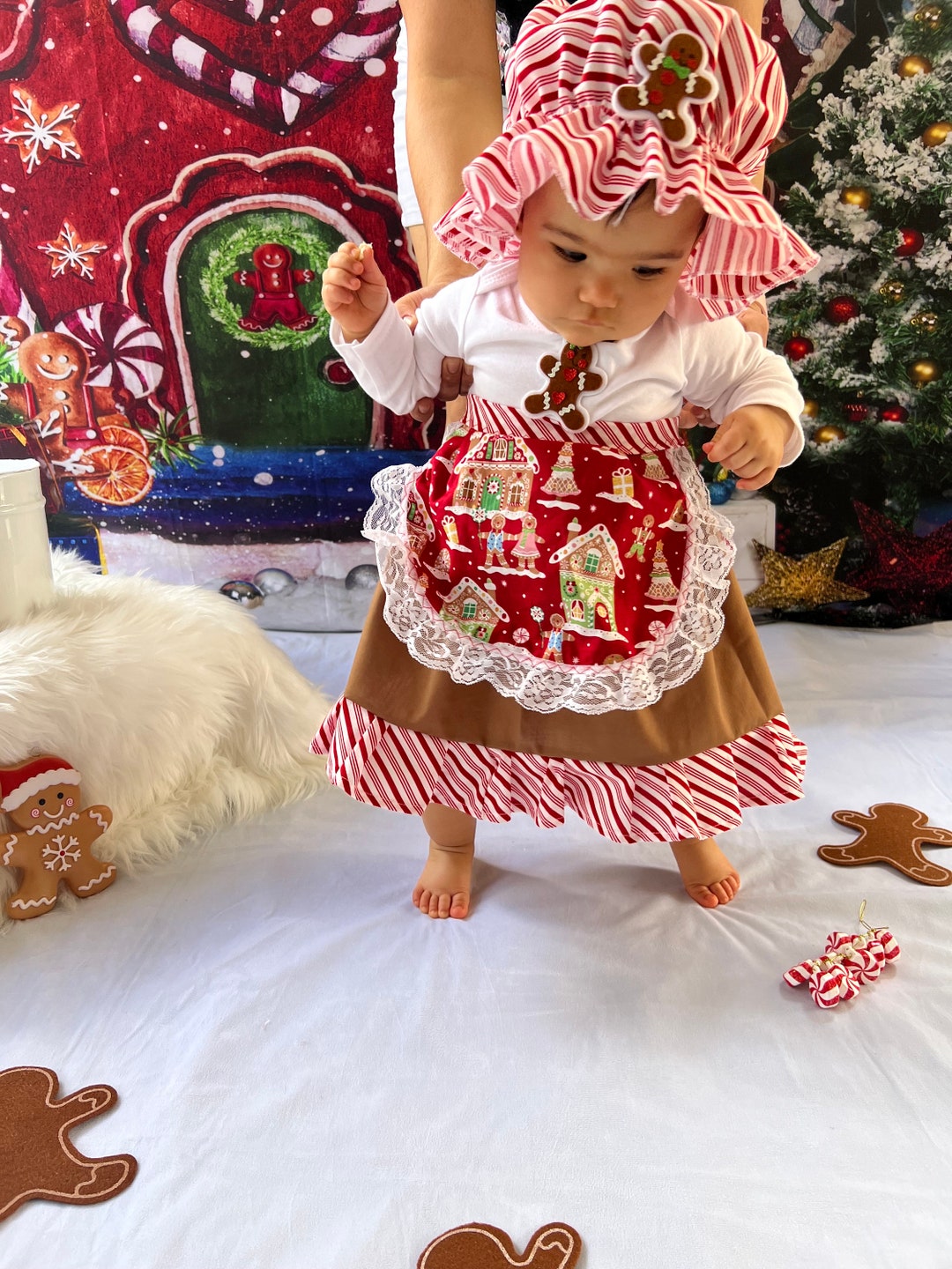 Gingerbread Baby Dress: 5-piece Christmas Outfit (preemie to 3 Months ...