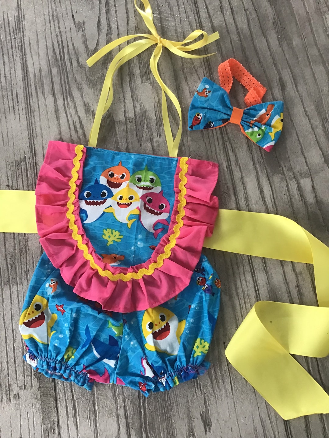 4 Pieces. Baby SHARK for Girls MORE COLORS Baby Sharks Birthday Outfit ...