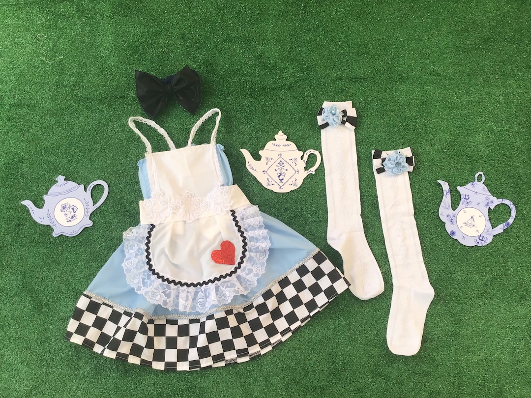 Alice in Wonderland Inspired Dress With Apron, Headband (4-piece Set ...