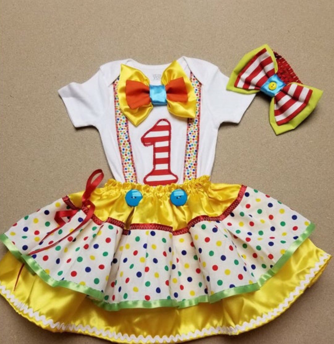 3 PIECES. Girl Clown Costume Birthday Party Outfit CIRCUS or CARNIVAL ...