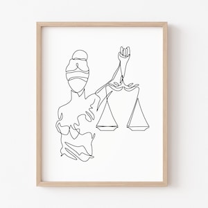 Lady Justice Lawyer One Line Drawing Office Decor - Etsy