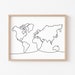 World Map One Line Drawing Wall Art - Etsy