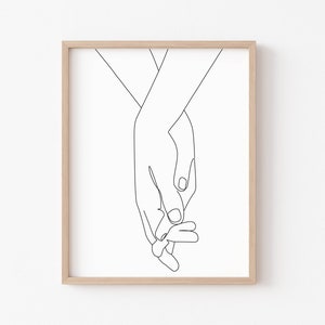 Couple Holding Hands One Line Drawing Wall Art Poster Print - Etsy
