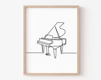 Piano Line Art Decor - Etsy