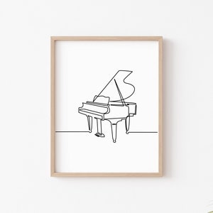 Piano Music One Line Drawing Wall Art Decor Poster - Etsy