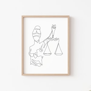 Lady Justice Lawyer One Line Drawing Office Decor - Etsy