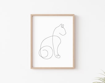 Cat Line Art, Single Line Art, One Line Drawing, Minimal Line Art, Cat ...