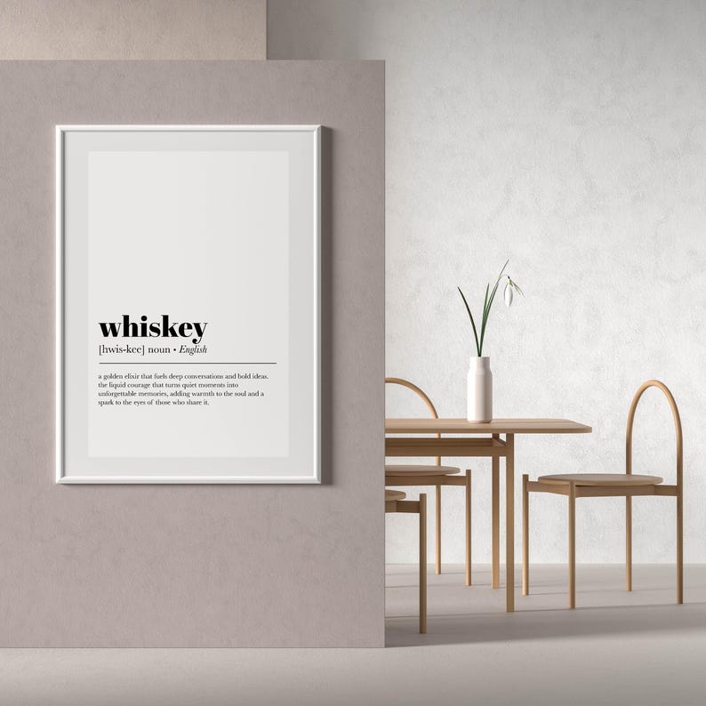 Whiskey Definition Art Print: Modern Bar Cart Decor (digital Download ...