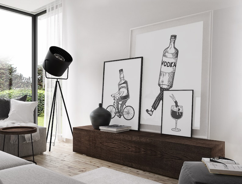 Whiskey Bar Cart Wall Decor Alcohol Art Print - Etsy