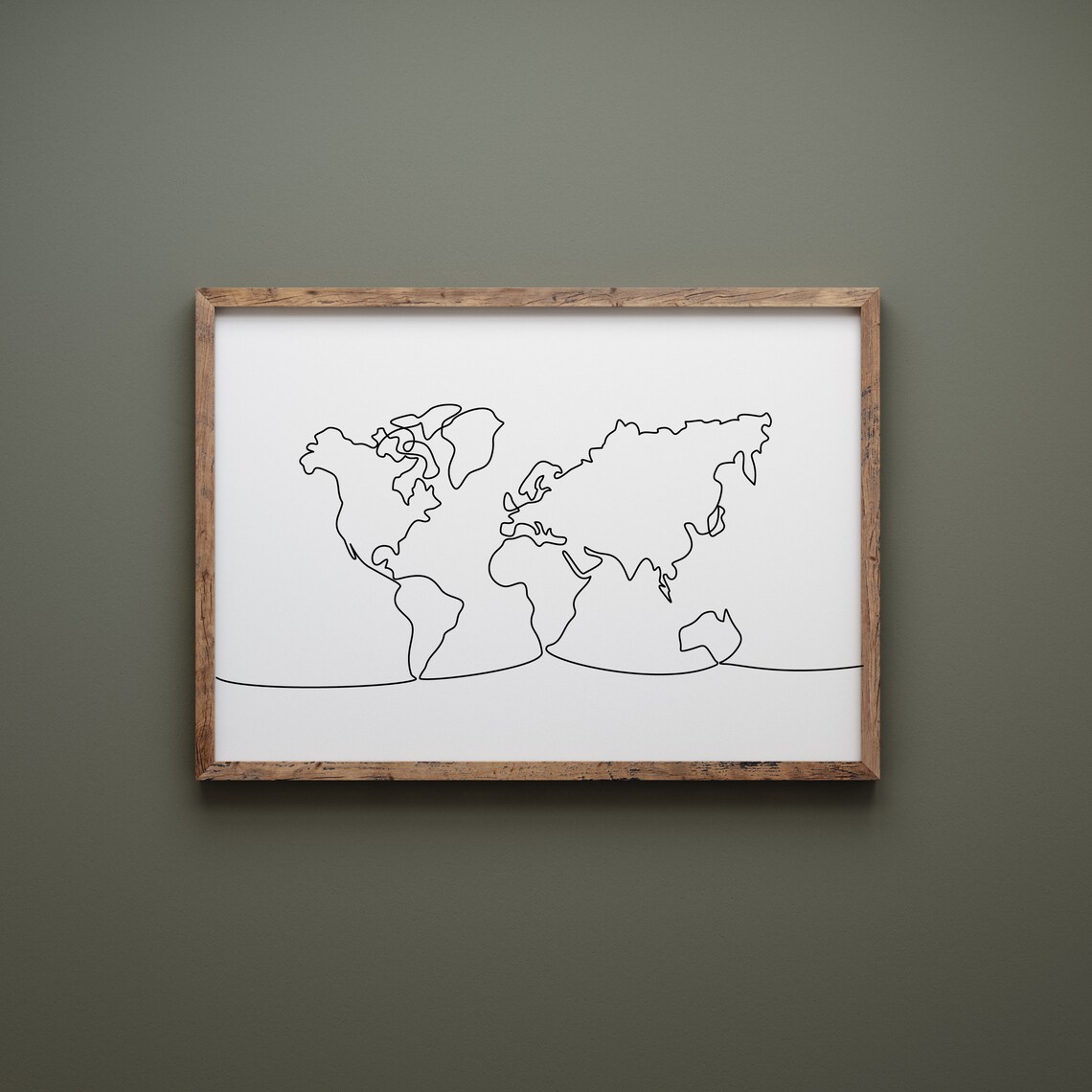 World Map One Line Drawing Wall Art - Etsy
