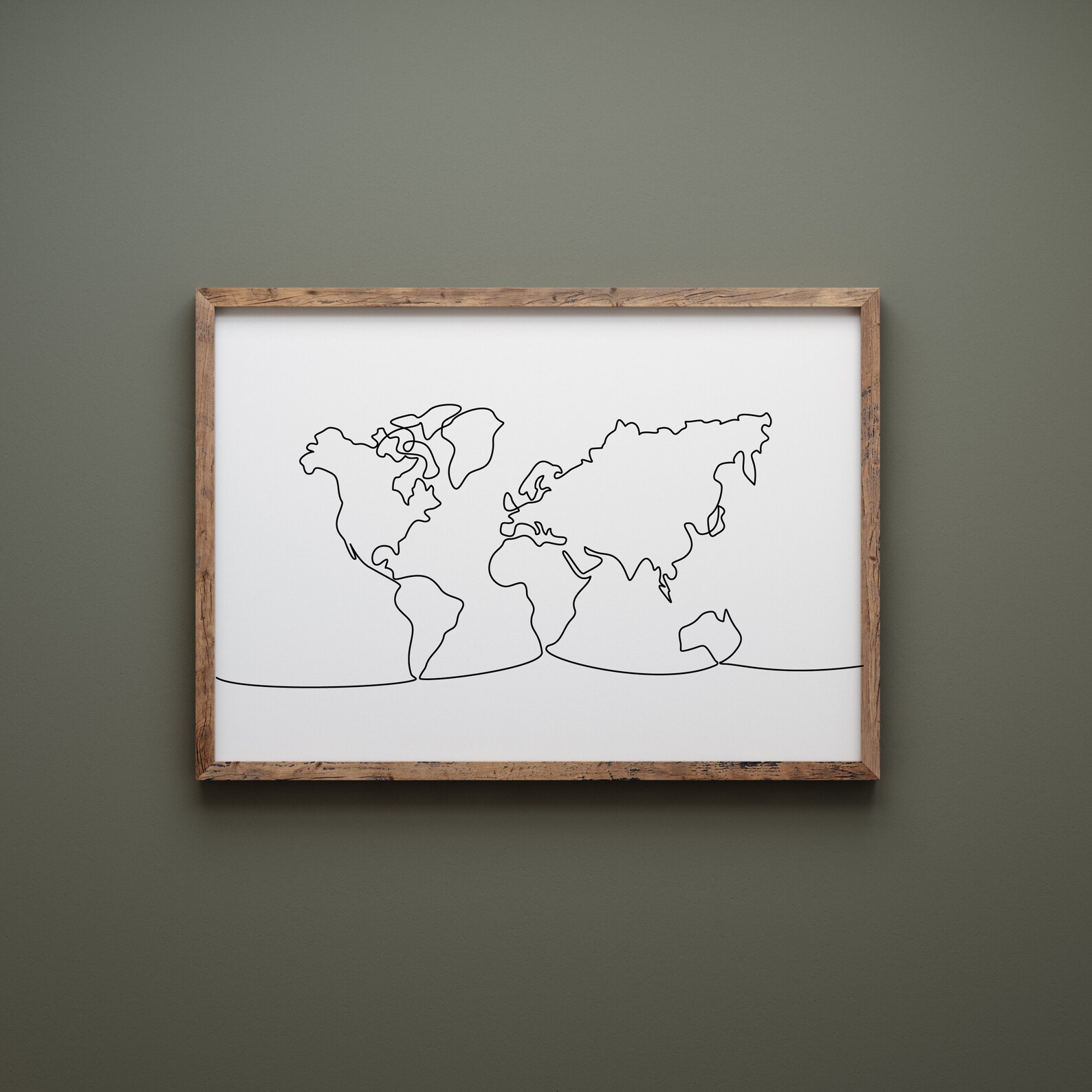 World Map One Line Drawing Wall Art - Etsy
