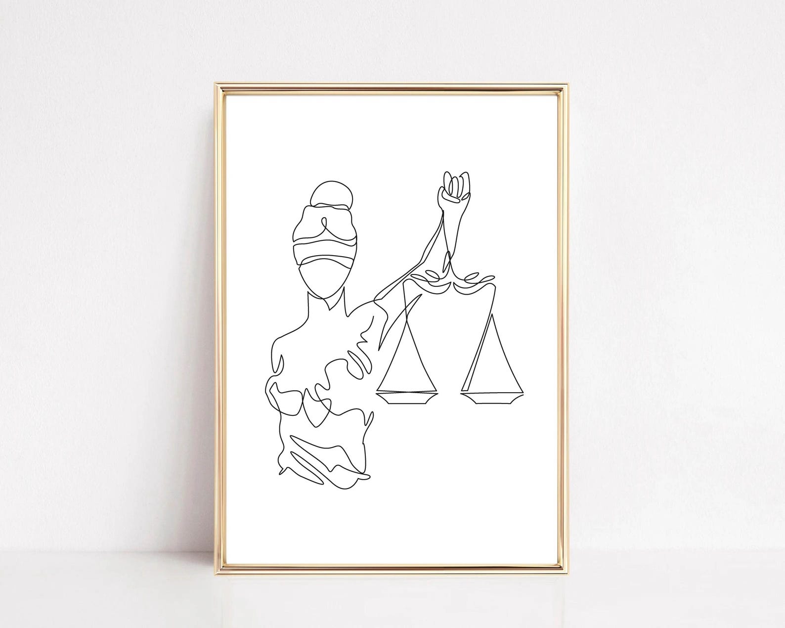 Lady Justice Lawyer One Line Drawing Office Decor - Etsy