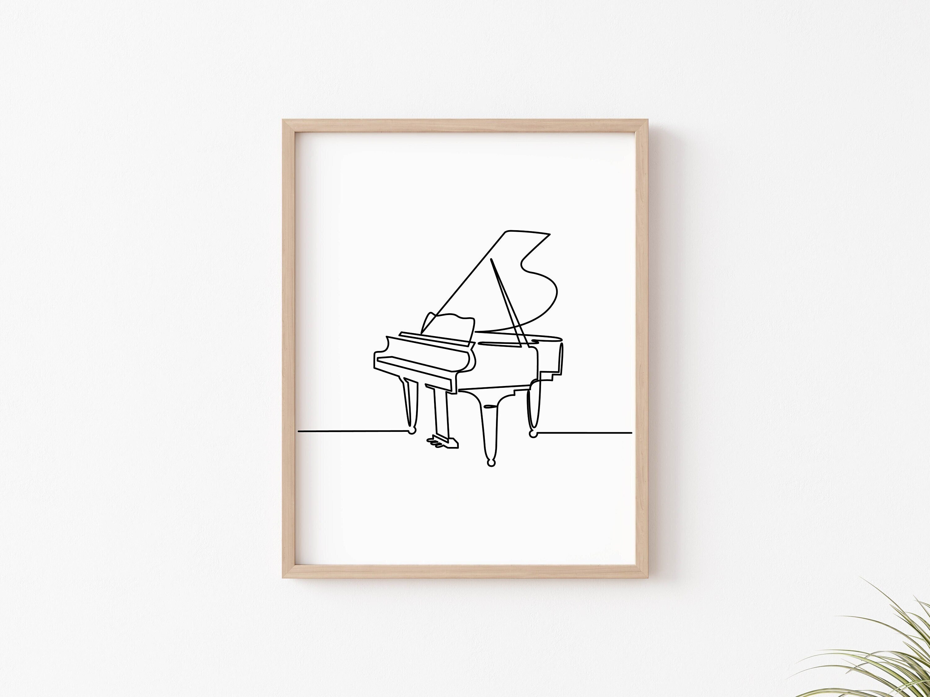 Piano Music One Line Drawing Wall Art Decor Poster - Etsy