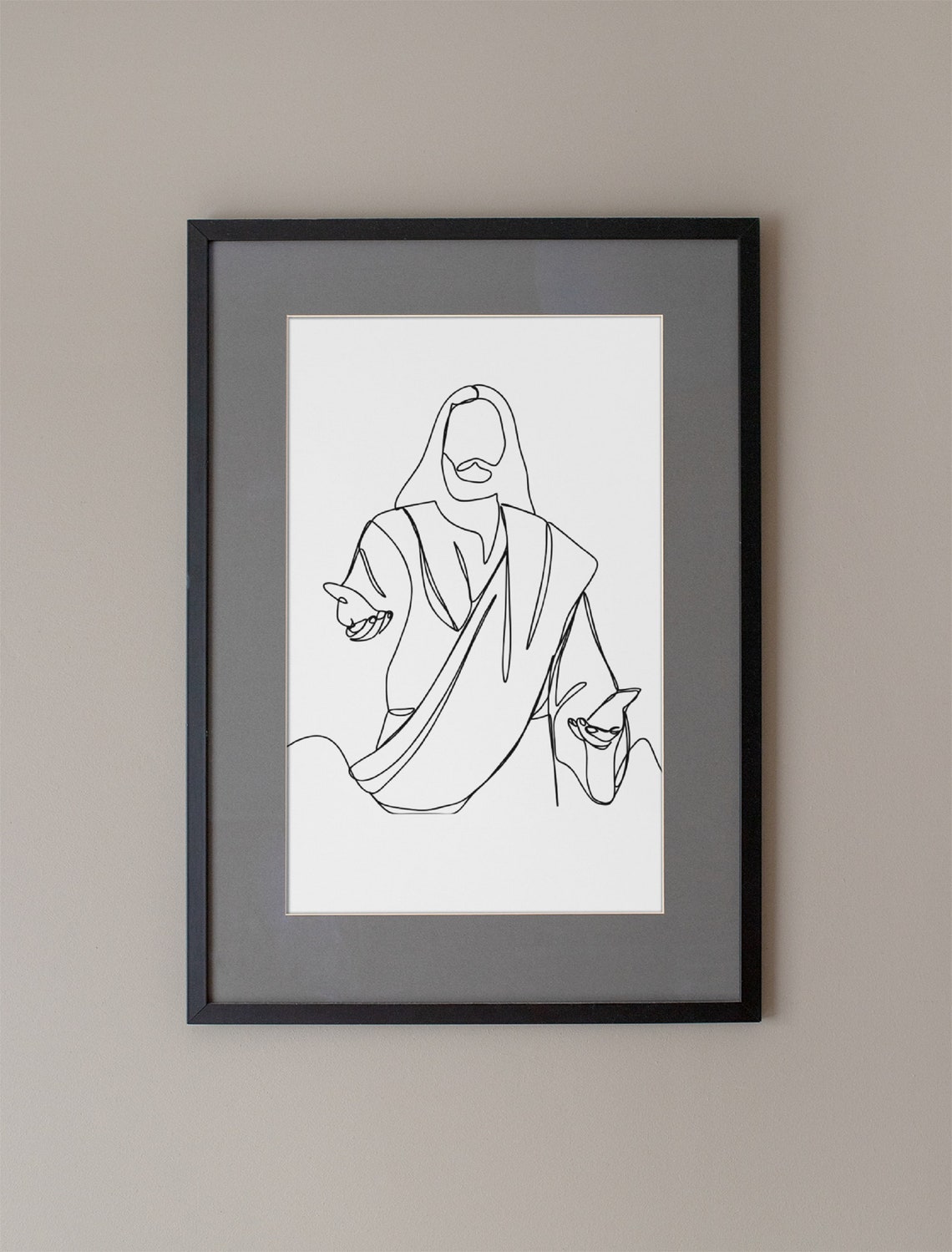Set of 2 Jesus Virgin Mary LDS Christian Line Artwork Wall - Etsy