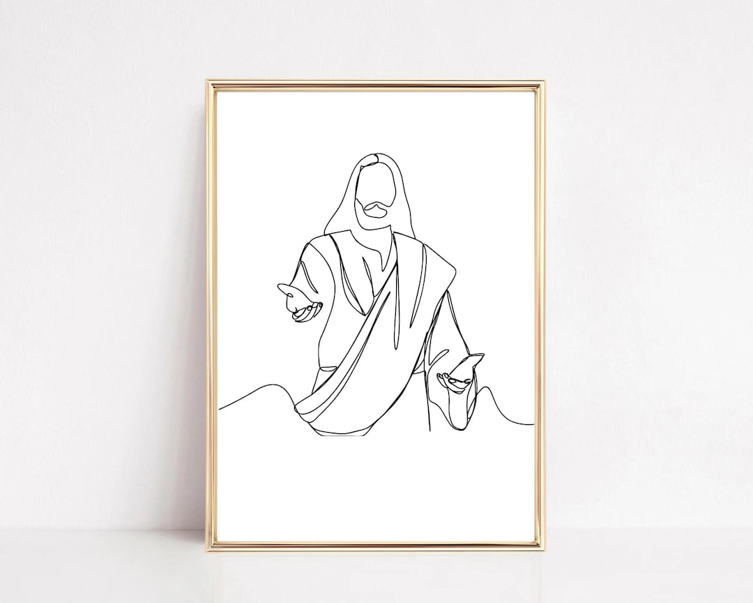 Jesus Portrait LDS Christian Line Art Wall Print - Etsy