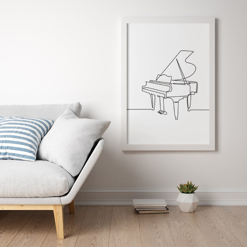 Piano Music One Line Drawing Wall Art Decor Poster - Etsy