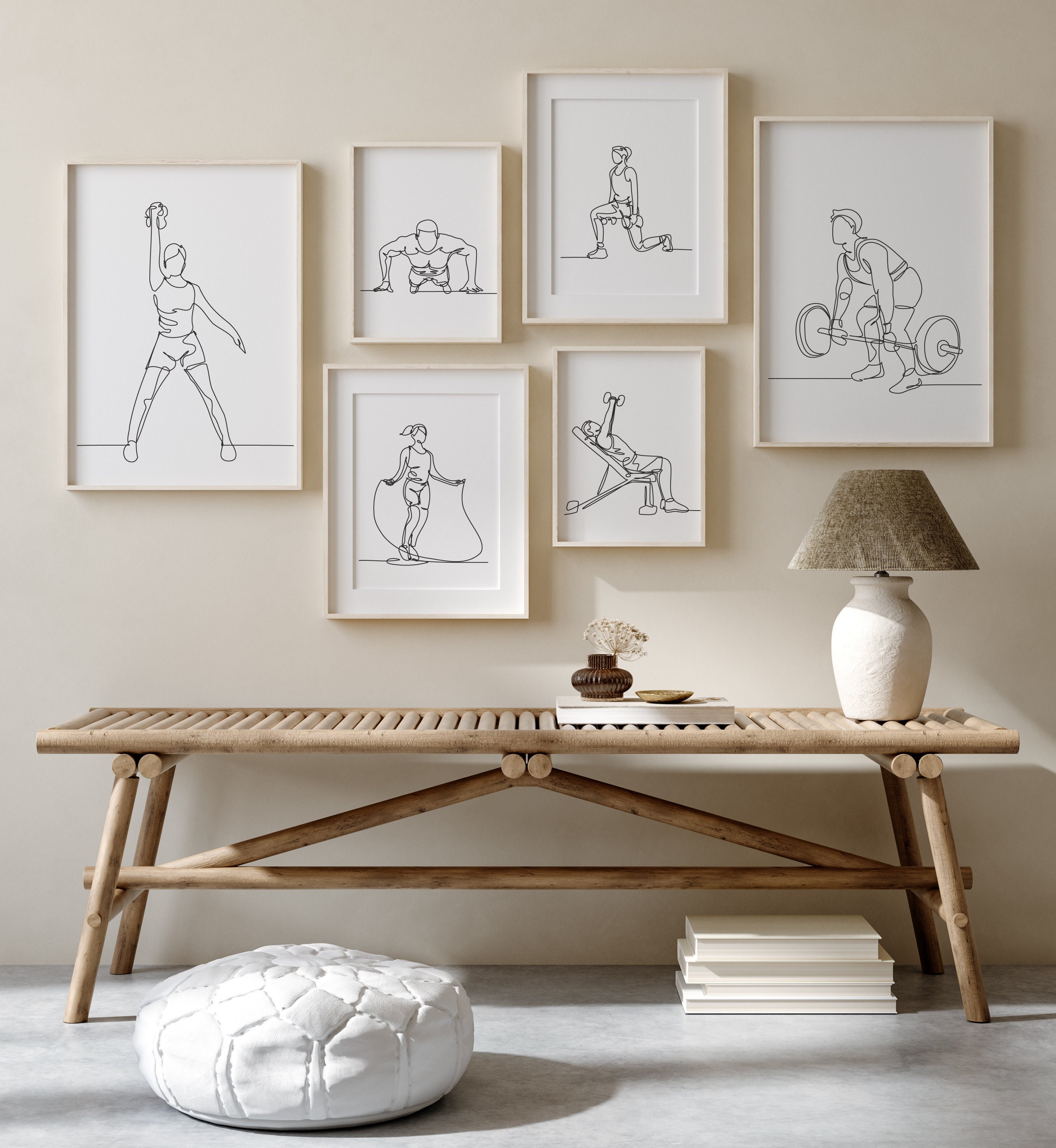 Set of 6 Fitness Gym Decor One Line Wall Art Poster - Etsy