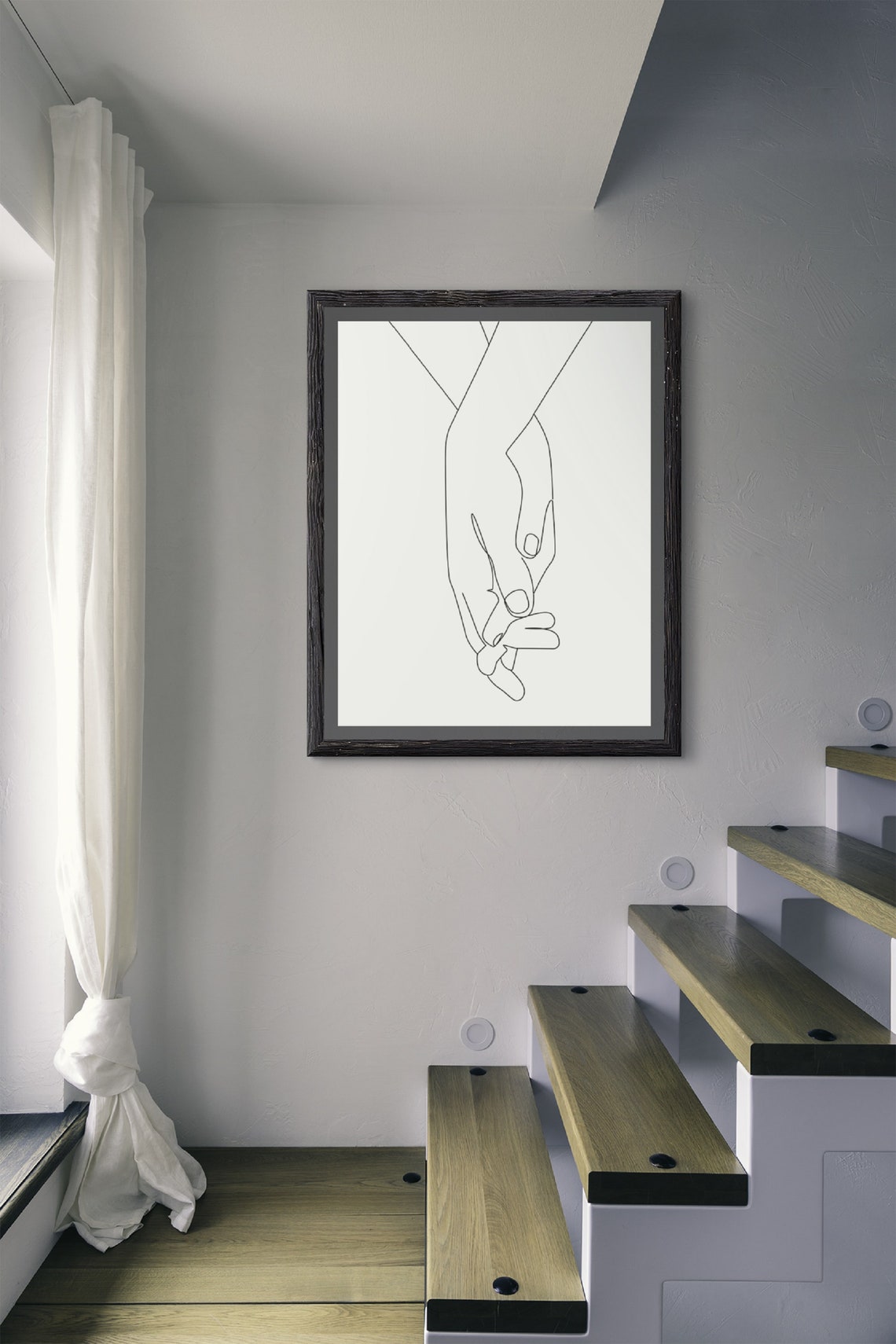 Couple Holding Hands One Line Drawing Wall Art Poster Print - Etsy