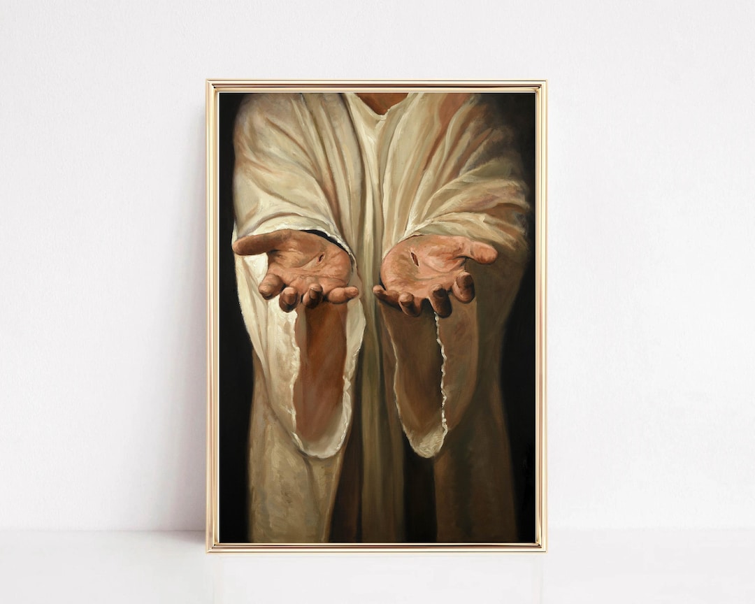 Engraved on His Hands: A Christian Art Print Featuring a Portrait of ...