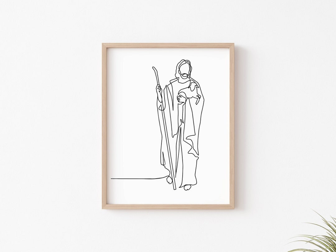 Jesus Portrait LDS Christian Line Art Wall Print - Etsy