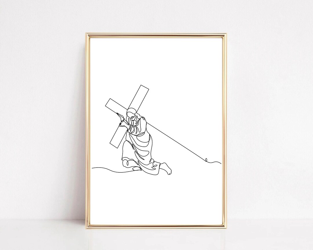 Jesus Crucifixion Portrait LDS Christian Line Art Wall Print - Etsy