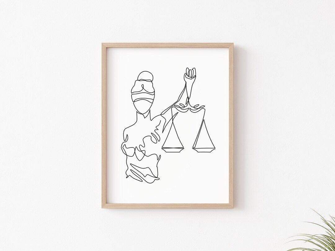 Lady Justice Lawyer One Line Drawing Office Decor - Etsy
