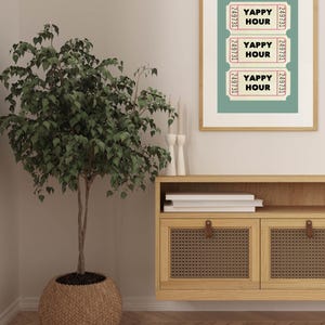 Sage Green Yappy Hour Ticket Poster, Bar Cart Art, Cocktail Print ...